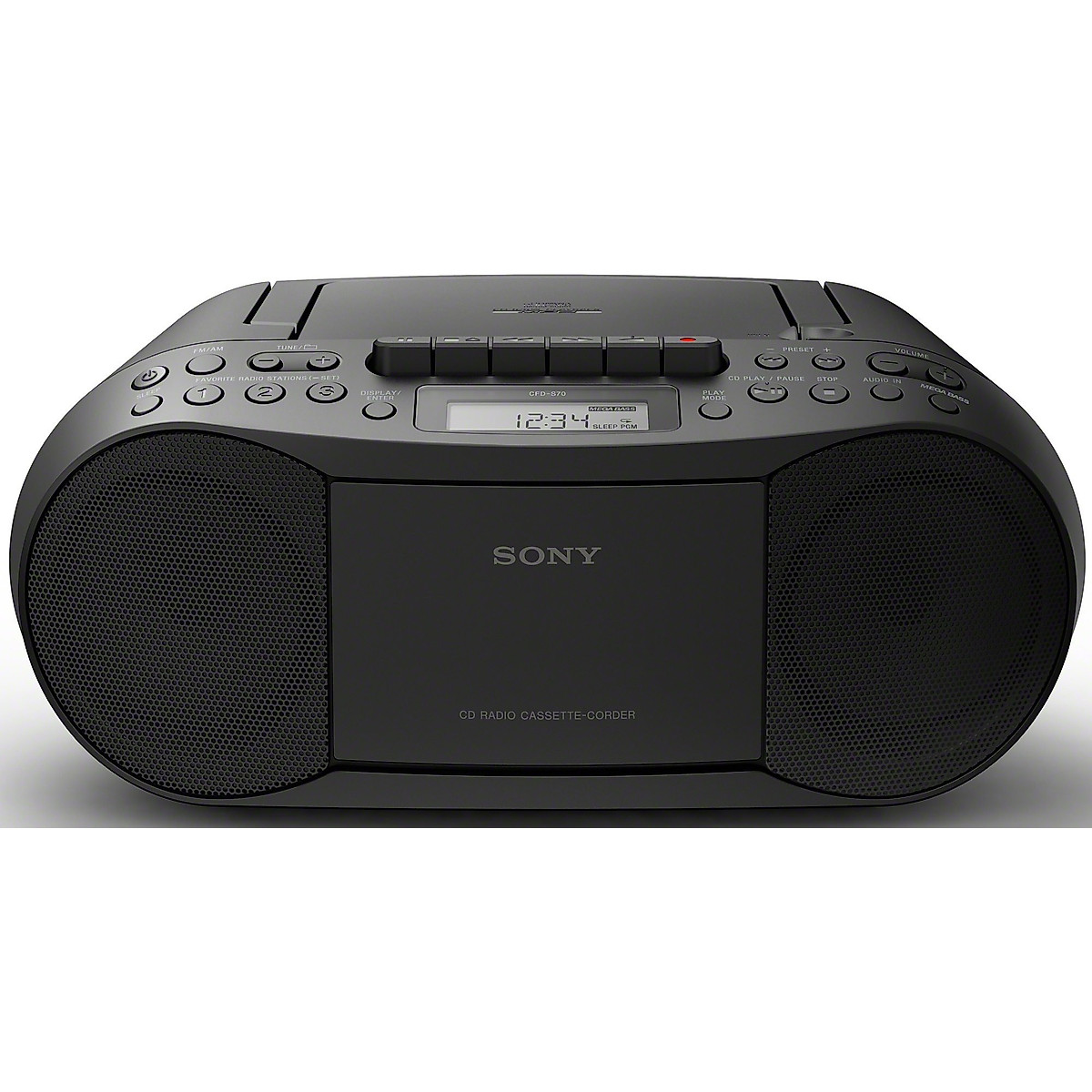 Sony Portable Full Range Stereo Boombox Sound System with MP3 CD Player, AM/FM Radio, 30 Presets, Headphone and AUX Jack - Bonus DB Sonic CD Head Cleaner