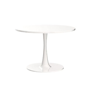 DKLGG White Round Dining Table, 31.5" Tulip Table Kitchen Dining Table 2-4 People with MDF Table Top & Pedestal Base, Mid-Century End Table Leisure Table Coffee Office Living Room Table