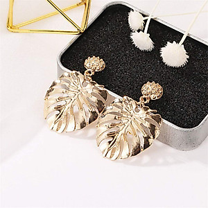 Shegirl Palm Leaf Earrings Hollow Leaves Dangle Earrings Gold Studs Earrings Fashion Jewelry for Women Gift