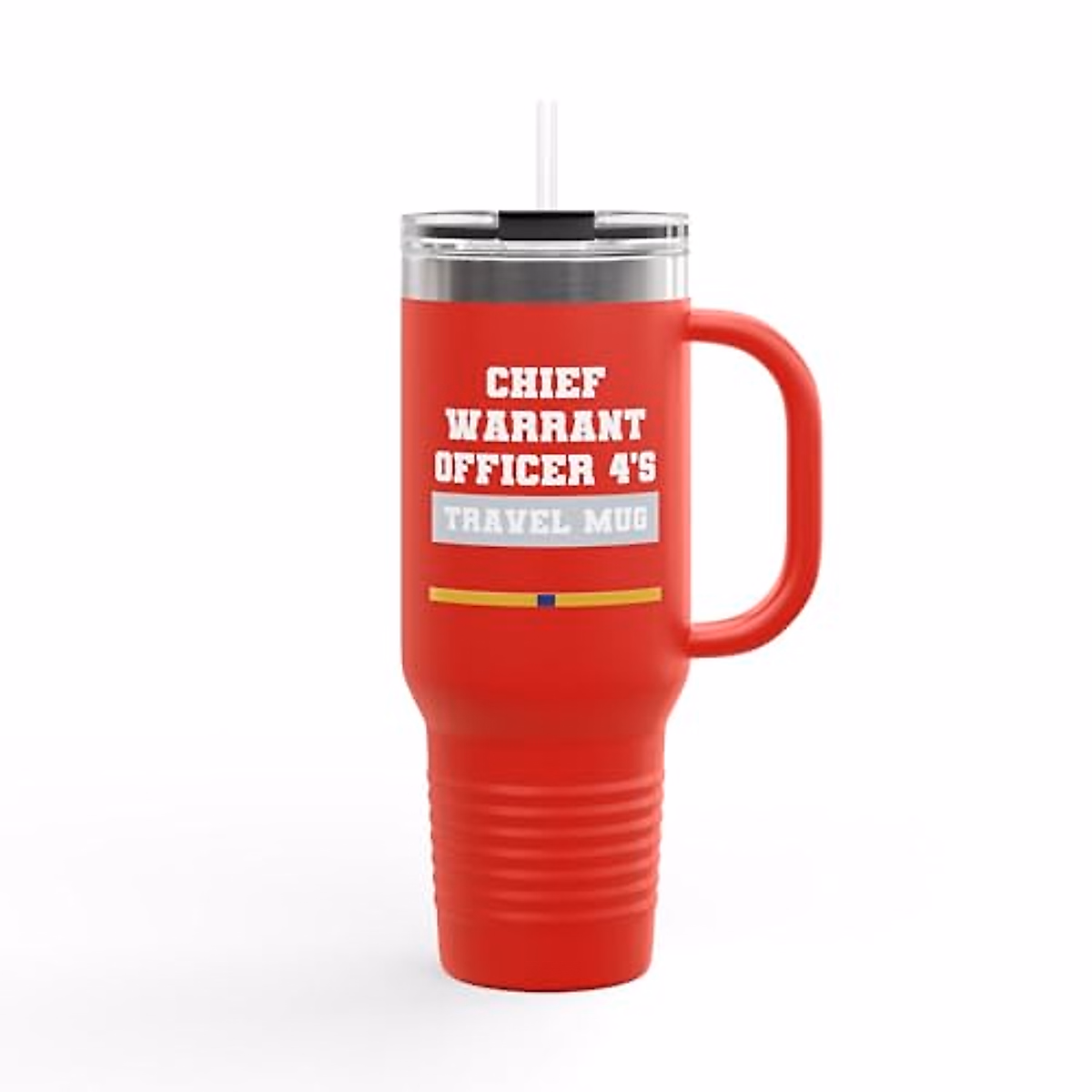 Chief Warrant Officer 4's Travel Mug: Insulated Stainless Steel Tumbler with Handle and Straw, Military Gift (40oz)