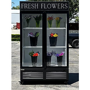 Commercial Flower Display Refrigerator Floral Fridge,Glass Door Flower Merchandiser Beverage Drink Cooler with LED Light Adjustable Shelves,ETL and NSF Approval,42.5Cu Ft,47.2" Wide,Hinge