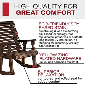 Amish Heavy Duty 600 Lb Roll Back Pressure Treated Rocking Chair (Dark Walnut Stain)