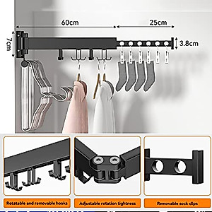 LTLWSH Wall Mounted Retractable Clothes Drying Rack, Laundry Drying Rack, Clothes Drying Rack Folding Indoor, Space Saver, Drying Rack Clothing for Balcony, Laundry,1 fold