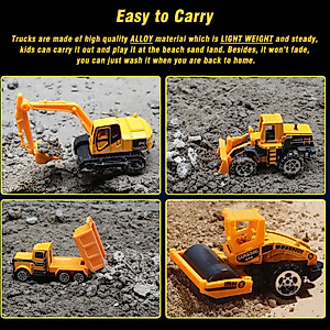 BenRich 6 Pcs Mini Die Cast Car Set 1/64 Scale Alloy Construction Trucks - Dump Truck, Excavator, Forklift, Road Roller, Bulldozer, Mixer Truck - Toy Cars for Kids Boys Girls Birthday Xmas Present