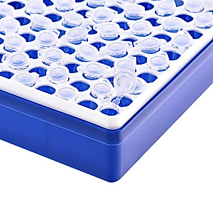 uxcell Centrifuge Tube Rack Storage Box 100-Well Polypropylene Holder for 1.5ml Microcentrifuge Tubes, Vials, Samples 11.8mm Hole Dia 2Pcs