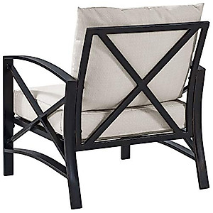 Crosley Furniture KO60007BZ-OL Kaplan Outdoor Metal Arm Chair, Oiled Bronze with Oatmeal Cushions