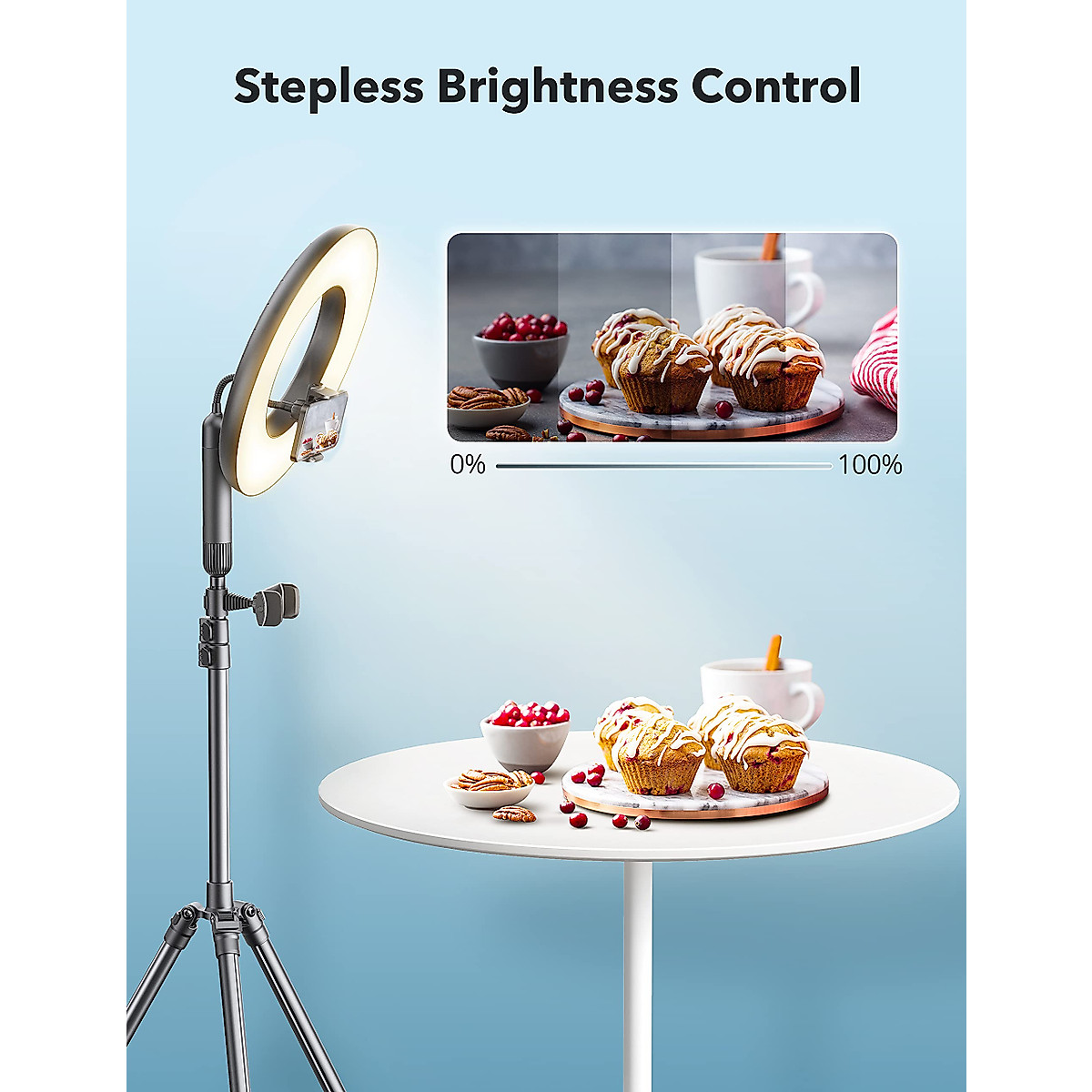 14” Selfie Ring Light with 78” Extendable Tripod and 2 Phone Holders, 5 Color Modes and 10 Brightness Levels, Remote Light Control, Bluetooth Shutter, Adjustable Led Ring Light for Makeup/Video/TikTok