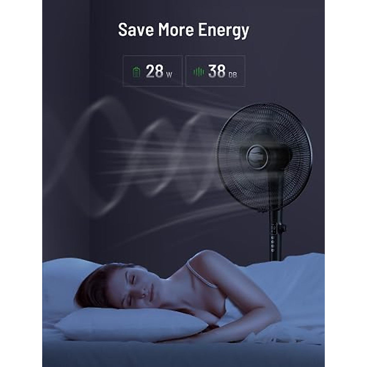 Mirdred Fans for Home Bedroom, 18'' Standing Floor Fans for Home,12 Speeds Oscillating Fan with Remote, Pedestal Fan with Adjustable Height,3 Wind Modes,18H Timer, 85° Oscillation