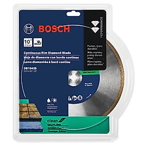 BOSCH DB1043S 10 in. Standard Continuous Rim Diamond Blade with 5/8 in. Arbor for Clean Cut Wet/Dry Cutting Applications in Ceramic Tile, Slate