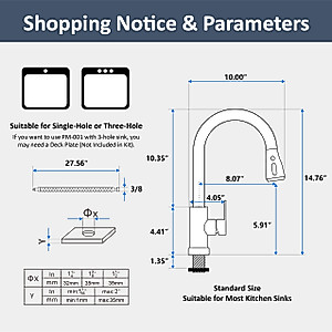 Kitchen Faucet with Pull Down Sprayer VMASSTONE Single Level Stainless Steel Kitchen Sink Faucet with 3-Spray Mode Single Handle High Arc Modern Faucet for Kitchen, RV, Bar (Brushed Nickel)