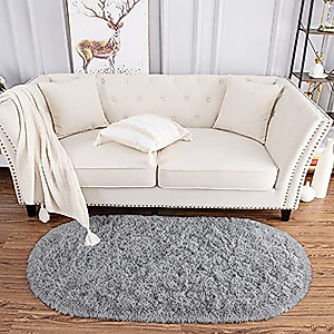 Noahas Ultra Soft Fluffy Bedroom Rugs Kids Room Carpet Modern Shaggy Area Rugs Home Decor 2.6' X 5.3', Grey