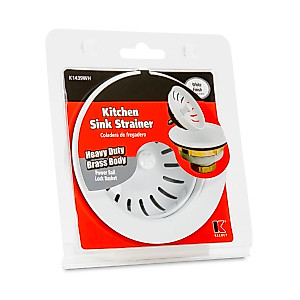 Keeney K1439WH Deep Thread Cast Brass Kitchen Sink Strainer, 3.5-Inch Opening, White