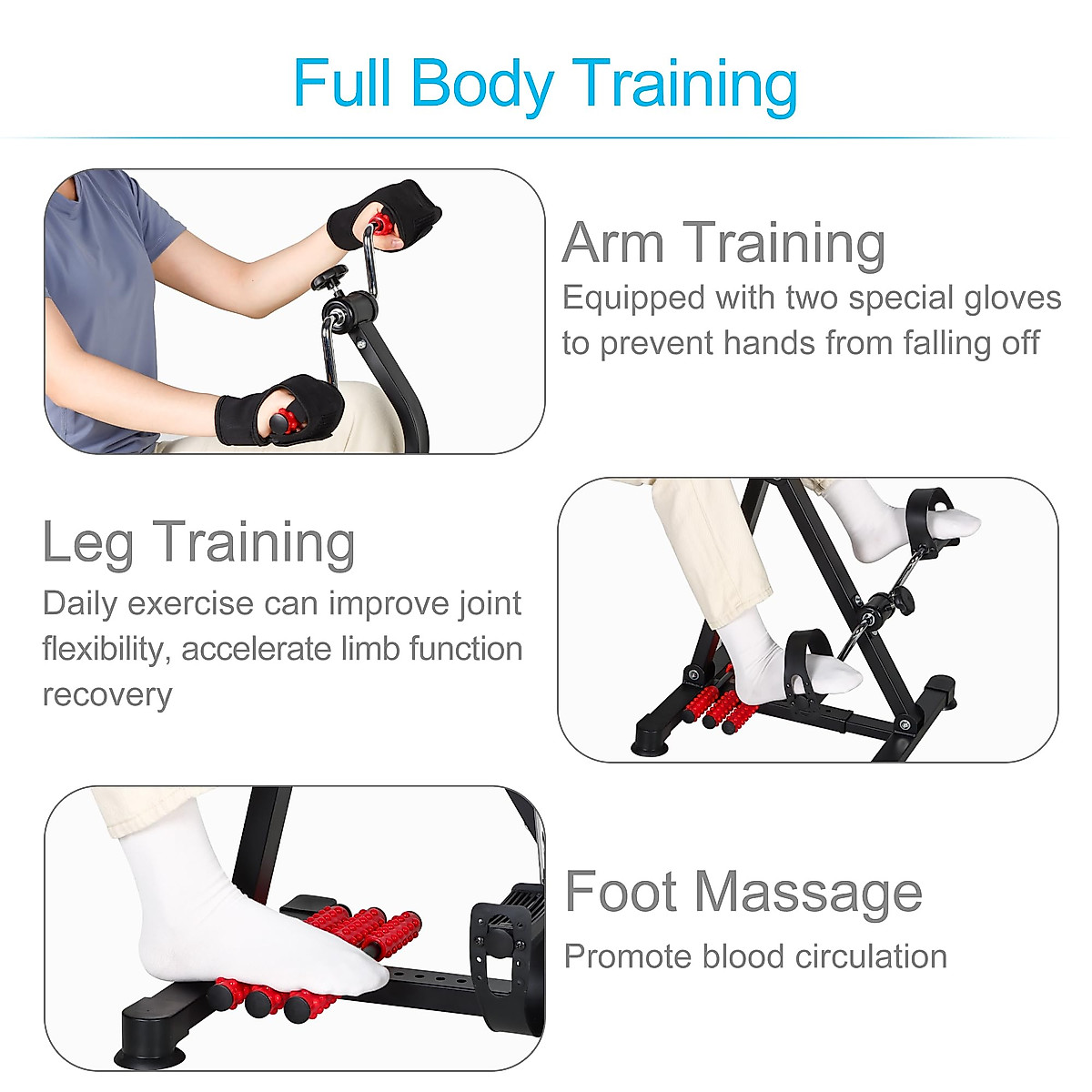 REAQER Pedal Exerciser Bike Hand Arm Leg and Knee Stroke Recovery Equipment for Seniors, Elderly physical therapy sit exercise