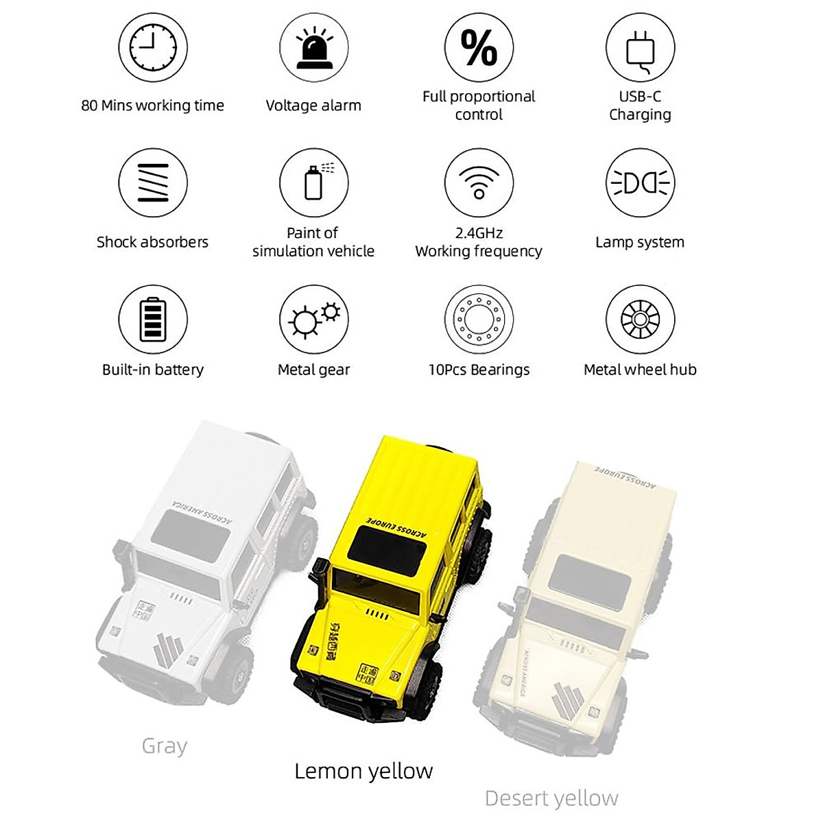 SoloGood LDARC RC Car X43 1:43 Scale RC Racing Car 1/43 4WD Mini Climbing Vehicle Car RTR 2.4G Mini RC Car for Adult RC Car hobbyist(Lemon Yellow)