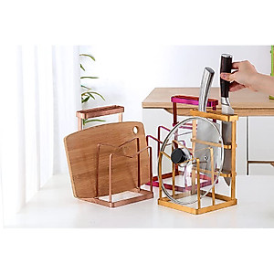 Knife Holder Bakeware Organizer Pot Lid Holder Rack for Pots, Cake Molds, Cutting Boards, Mats, Cookware-Rose Gold