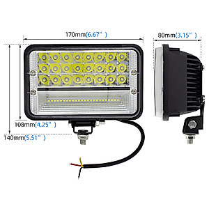 LED Tractor Lights 2PCS Approx 6.7Inch Combo Beam Driving Lights Work Auxiliary Lights fit for Tractor Truck Equipment Vehicle Pickup UTV ATV Golf Cart