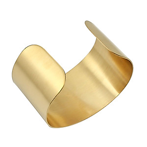 COUYA Gold Plated Wide Matt Cuff Bangle Bracelets for Women Blank Satin Bracelet Wristband Adjustable Size