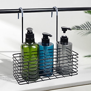 Pastlla Hanging Shower Rack, 304 Stainless Steel Bathroom Rack Storage Rack Shampoo Bracket, Shower Caddy Hanging, No Drilling, the Back Hook Can be Rotated, Single Layer Shelf, Black