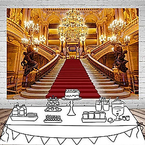 Mocsicka Red Carpet Palace Backdrop Background Wedding Birthday Video Photography Backdrops (7x5ft)