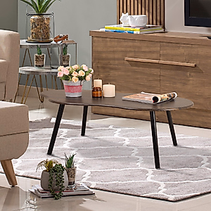 Modern Coffee Tables for Living Room Cloud Shape Center Table Industrial Irregular Wood Grain Table Top Coffee Table, Rustic Brown Unique Furniture for Living Room Home