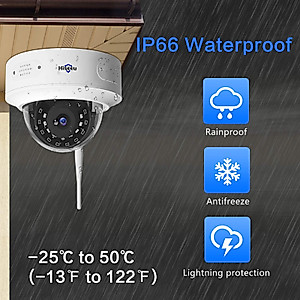 Hiseeu 2K Security Camera Outdoor, Dome Surveillance IP Camera wit Two-Way Audio IP66 Waterproof, Motion Detection,Night Vision,Not PTZ Camera Compatible Wireless Camera System