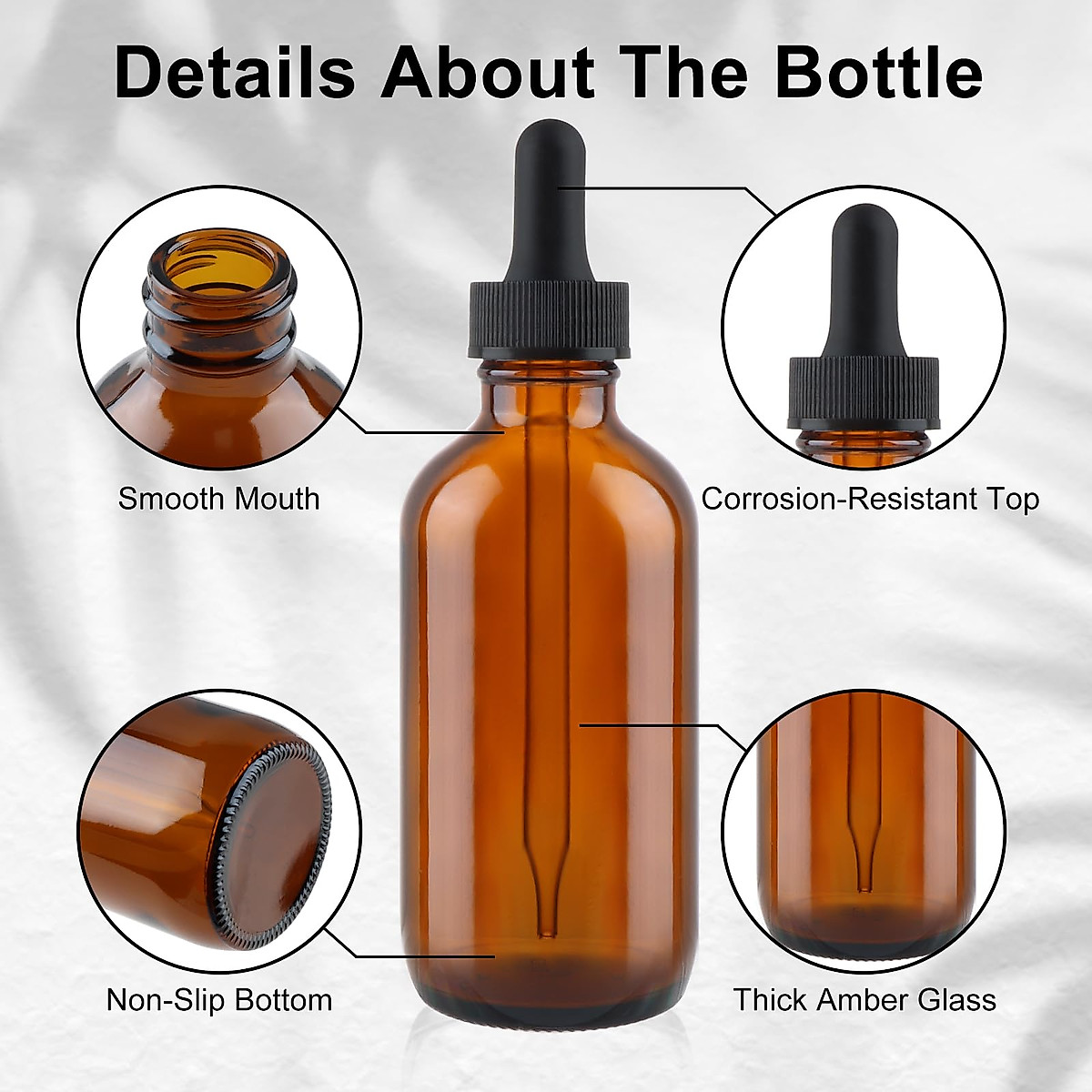 Comrzor 42 Pack 4oz Amber Glass Bottles with Glass Eye Droppers for Essential Oils, Perfumes & Lab Chemicals (Brush, Funnels, 3 Extra Droppers, 48 Pieces Labels & 30ml Measuring Cup Included)