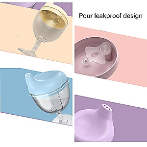 Mokde Mondge Wine Glass Sippy Cup Plastic Goblet Cup Beverage Mug Milk Bottle with Lid for Baby Kids Birthday Party Christmas Celebration New Year Celebrating (Pink)