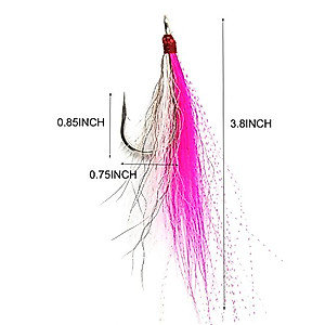 Bucktail Teasers Fishing Hook Flounder Rig Saltwater Fishing jig Fishing Plugs Lures 6pcs by Shaddock Fishing (Pink)