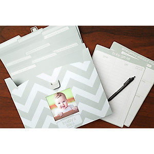 Tiny Ideas Baby File Keeper Organizer, Gray Chevron, Newborn Baby Document Organizer, Durable File Folder