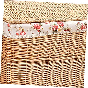 Baluue Box Wicker Storage Basket Home Storage Baskets Seagrass Storage Baskets Woven Hamper with Lid Handwoven Storage Box Handwoven Seagrass Box Rectangular Seagrass Basket Woven Box