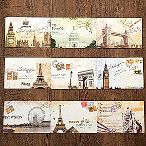 Halloluck 90 Pcs Vintage Retro Old Travel Postcards for Worth Collecting, Collectable Vintage Postcards, 9 Different Designs