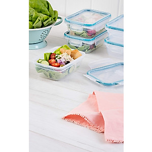 Snapware Total Solution 10-Pc Plastic Food Storage Containers Set with Lids, 3-Cup Rectangle Meal Prep Container, Non-Toxic, BPA-Free Lids with 4 Locking Tabs, Microwave, Dishwasher, and Freezer Safe