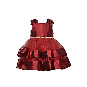 Bonnie Jean Holiday Christmas Party Dress for Baby Toddler Little and Big Girls, Burgundy, 10