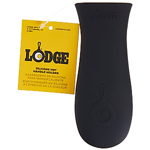 Lodge Silicone Hot Handle Holder - Dishwasher Safe Hot Handle Holder Designed for Lodge Cast Iron Skillets 9 Inches+ w/ Keyhole Handle - Reusable Heat Protection Up to 500° - Black