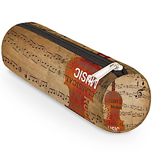 OMFUNS Vintage Music Note Custom Pencil Case Cello Music Personalized Pencil Pouch for School Teen Girl Boy Kid Pencil Bag Pen Case Student Stationery Storage Cosmetic Makeup Bag Women