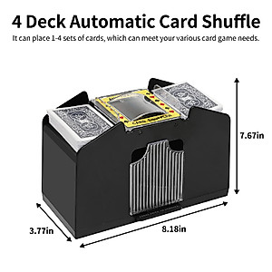 Ni-SHEN 4 Deck Automatic Card Shuffler USB/Battery Operated Electric Shuffler for Family Party Poker/Blackjack/UNO(1-4 Deck Card Shuffler)