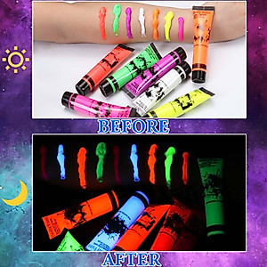 WYBLZPXZ 6 Pcs Glow in Dark Face Body Paint,Black Light Glow Makeup Set Neon Fluorescent,Glow Blacklight Body Face Paint Set Face Painting for Music Festivals Party Halloween