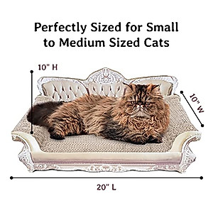 Royal Cat Couch - Thick Cardboard Cat Scratcher Couch, Fancy Cat Bed with Cat Scratch Pad, Cat Scratcher Sofa, Cat Scratchers for Indoor Cats, Cat Scratching Board, Cat Sofa, Cat Lounge