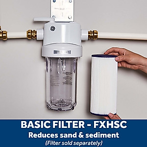 GE Whole House Water Filtration System | Reduces Sediment, Rust & More | Install Kit & Accessories Included | Filter Not Included | Replace Filters (FXHTC, FXHSC) Every 3 Months | GXWH35F, White, 7.50 x 13.50 x 7.75 inches