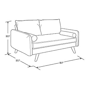 Lifestyle Solutions Calgary Upholstered Loveseat, (59" Long x 32" Deep), Grey