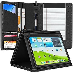 KHOMO Universal Padfolio Case - Portfolio Organizer for Tablet 8.5 up to 11 inch –PU Leather Notebook Pad Holder Folder for iPad, Air, Pro & Others