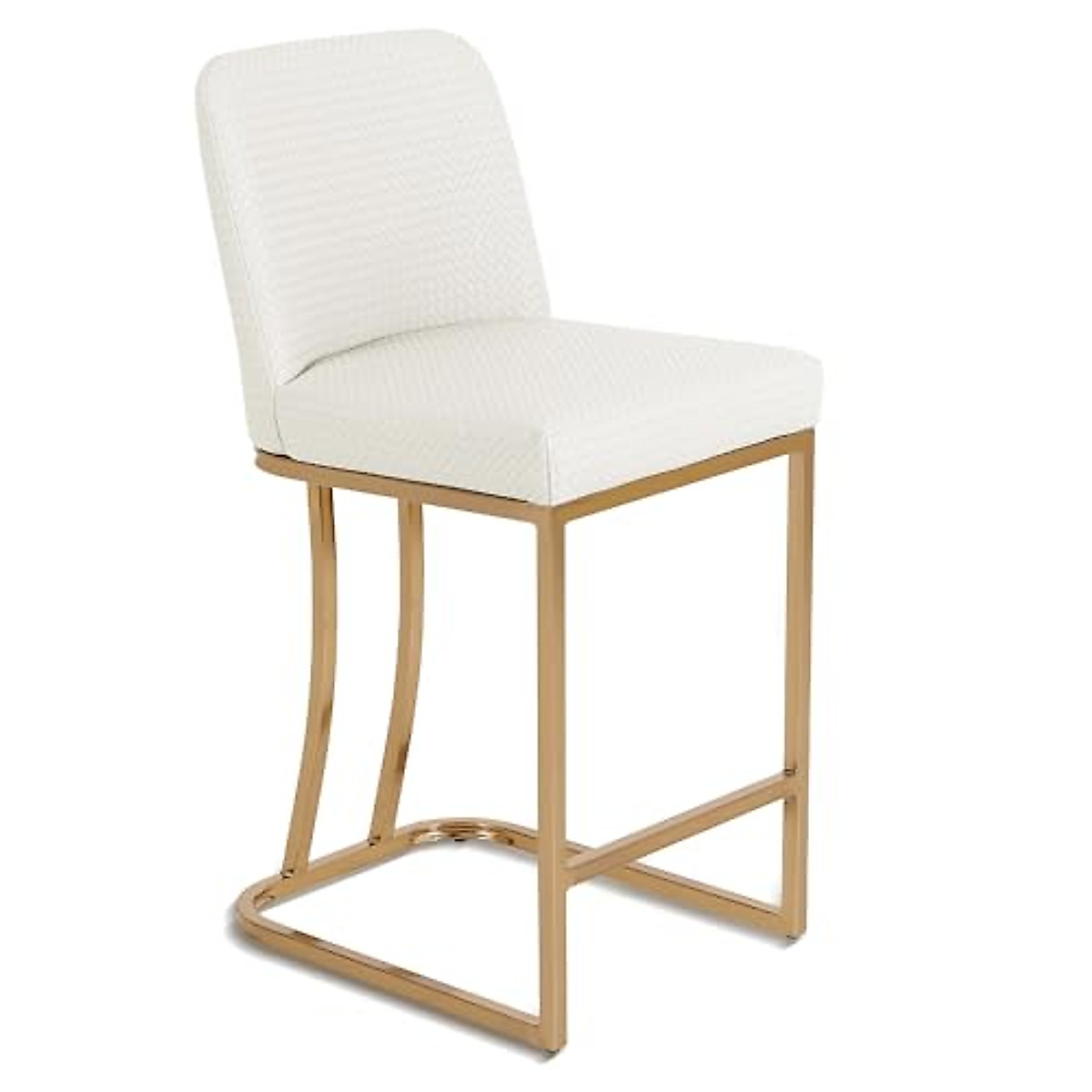 Erste!Bravo Creamy White Counter Height Bar Stools Set of 4 for Kitchen Counter 24 Inch Modern Gold Barstools with Back Faux Leather Upholstered Farmhouse Bar Chairs Island Stools, Creamy White+Gold