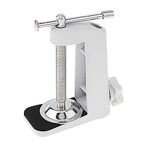 RTNLIT Universal C Shape Table Mounting Clamp for Microphone Suspension Boom Scissor Arm Stand Holder with Adjustable Positioning Screw, Fits up to 2.16"/5.5cm Desktop Thickness-White