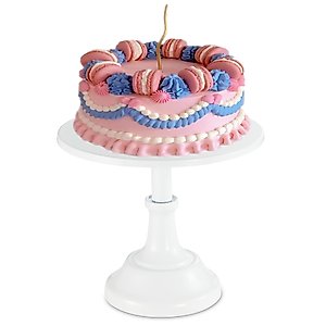 Distlety White Cake Stand 10 inch Round - Cupcake Stand - Metal Cake Holder Stand for Wedding Reception Birthday Party Graduation Ceremonies Family Gatherings and Other Events