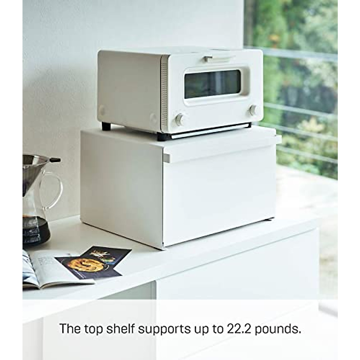 Yamazaki Home Bread Box Kitchen Counter Container Holder | Steel | Food Storage, One Size, White