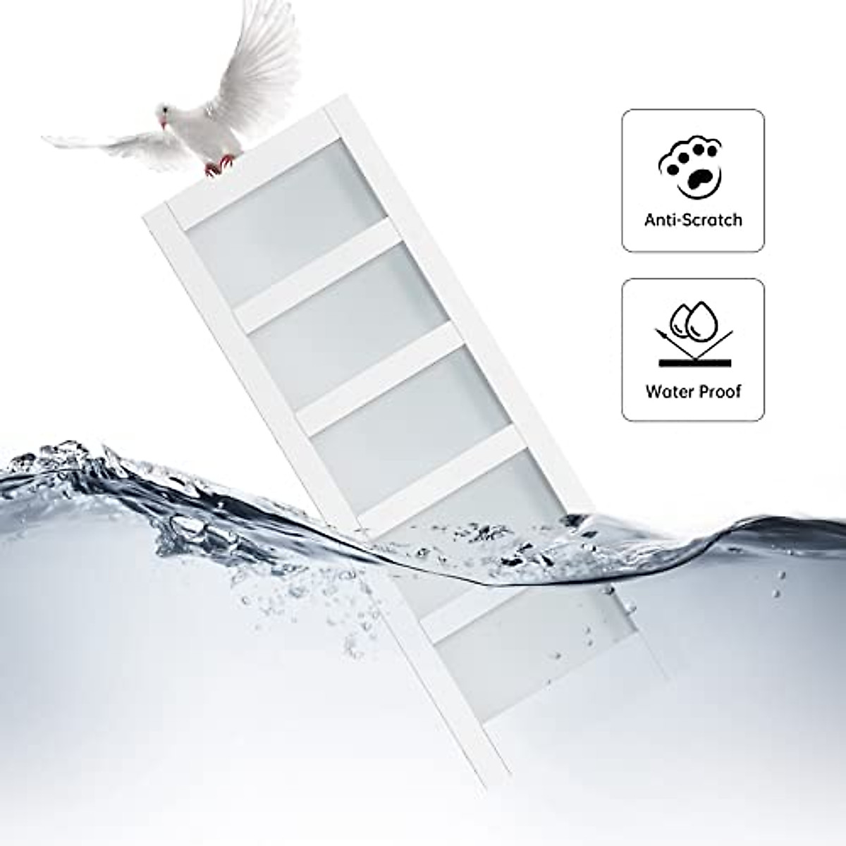 Finosen 32 in x 84 in Sliding Closet Door, 5-Lite Frosted Glass, LVL Wood Panel, PVC Surface, Assembly Needed Interior Doors for Bathroom, Living Room, White