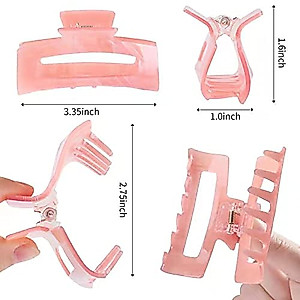 Multi-Color Large Hair Claw Clips, Banana Tortoise Shell Barrettes Celluloid French Leopard Print Hair Jaw Clips for Women and Girls (6 Pack)