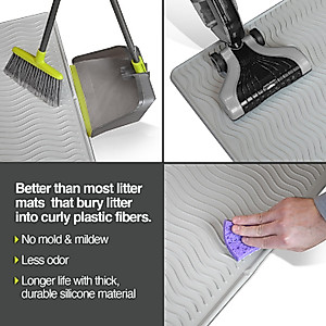 PetFusion ToughGrip Waterproof Cat Litter Matt with Inner Channels & Raised Outer Lip | XL | Premium Grade Silicone | Housebreaking Cat Supplies Needs