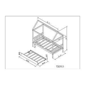 Prohon Twin Size Platform Bed with Trundle & Headboard, House Bed with Roof Design, Wooden Bed Frame Strong Slats Support, Bedframe for Kids Teen Adults, No Box Spring Needed, Pink