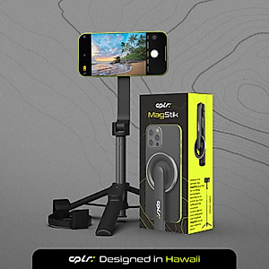 CPLR: MagStik Magnetic Selfie Stick Tripod Stand with Bluetooth Remote Control Shutter 27" Extendable Cell Phone Holder Mount Compatible with MagSafe for iPhone 15 14 13 Pro Max Mini - Black